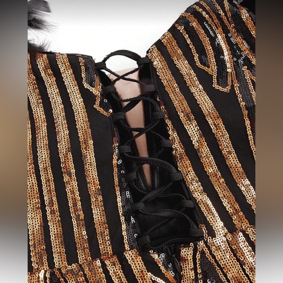 Dresses | Luxe Slit Thigh Feather Detail Sequins Mermaid Hem Party ...